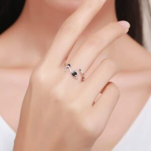 VINWOS Silver Cat Animal Rings for Women 925 Sterling Silver Kitty Adjustment Rings Jewelry Mother's Day Gifts for Her