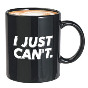 bubble hugs brand parody coffee mug 11oz black - i just can't - funny hype sportswear joke quotes gag slang slogan do it