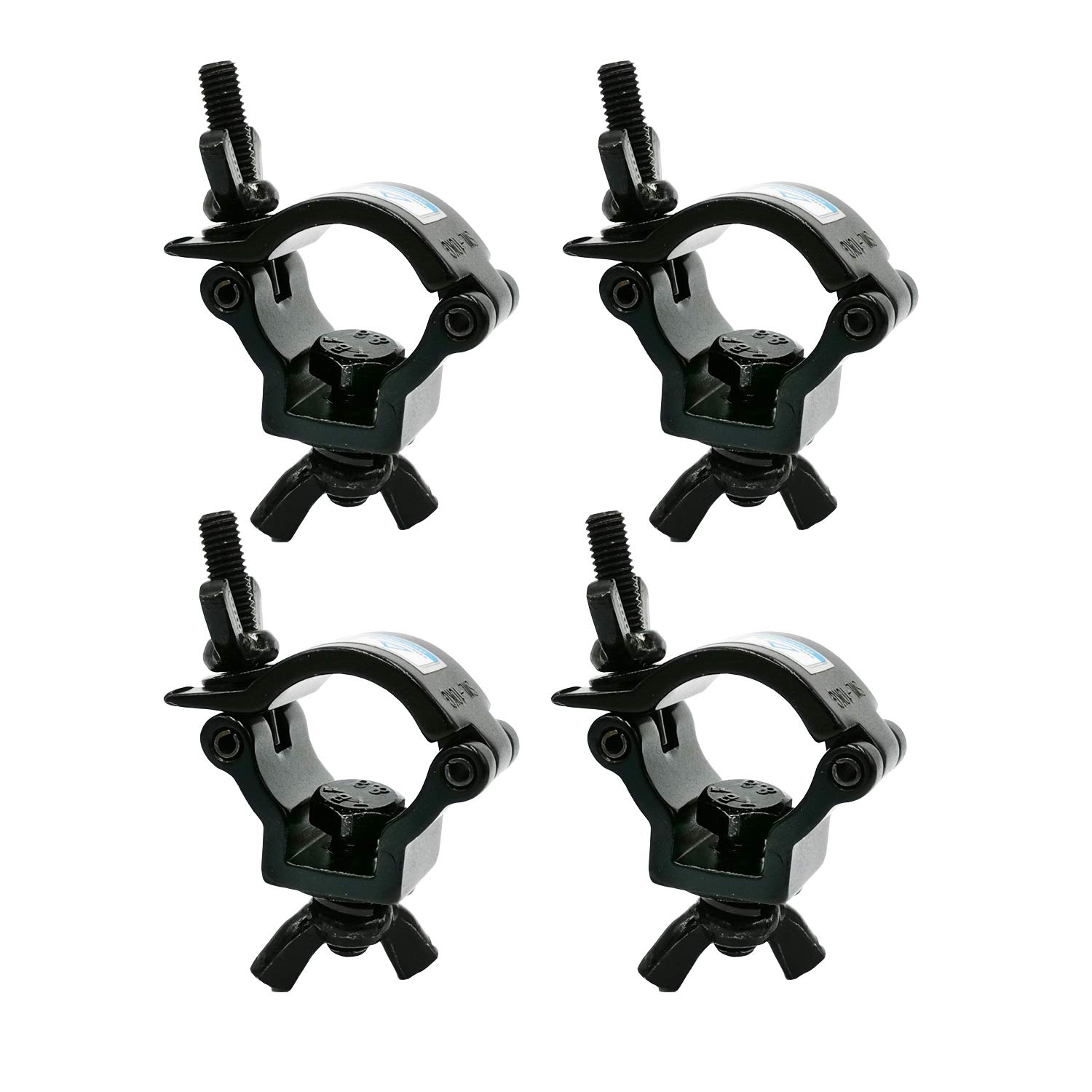 Mini Stage Light Clamp 18-20mm 0.70”-0.80” OD Tubing/Pipe Aluminum Mounting Truss Clamps Max Heavy Duty Load 22lbs Black 4 Pack