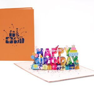 Rykamia Happy Birthday Pop Up Card With Envelop, 3D Birthday Card, Deluxe Birthday Card For Her, Pop Up Birthday Cards for Women, Birthday Greeting Card, Birthday Card For Him, Feliz Cumpleanos Abuela