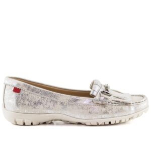 Marc Joseph New York Women's Lexington Golf Loafer Flat, Silver Washed, 11