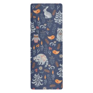 otvee flowers animals raccoons owls yoga mat for women non slip ultra thin 1 mm travel yoga mat with carrying bag suede fitness exercise mat for yoga pilates workout routines camping