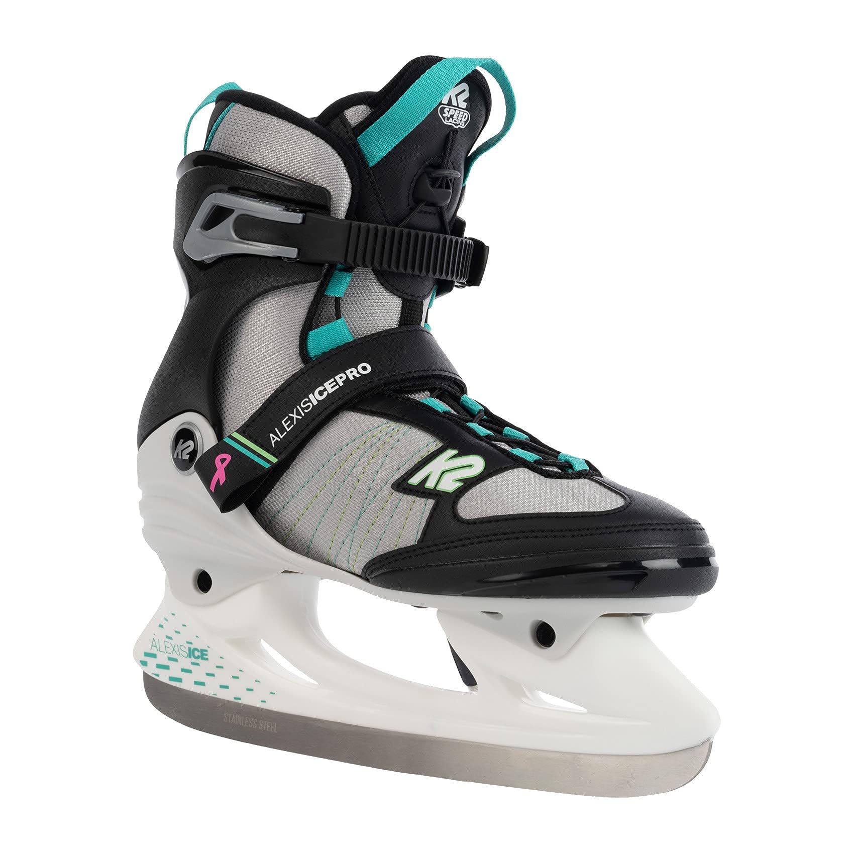 K2 Alexis Ice Pro White Grey Teal Womens Ice Skates - White/Gray/Teal / 7.0