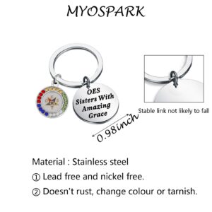 MYOSPARK The Eastern Star Inspired Gift Sorority Jewelry Sorority Sister with Amazing Grace Keychain Sisterhood Gift(OES sister KC)