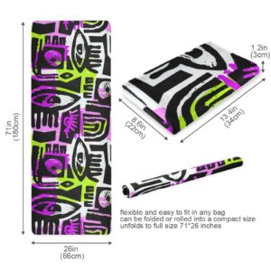 OTVEE Abstract Graffiti Yoga Mat for Women Non Slip Ultra Thin 1 MM Travel Yoga Mat with Carrying Bag Suede Fitness Exercise Mat for Yoga Pilates Workout Routines Camping