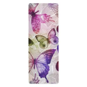 otvee flying butterflies yoga mat for women non slip ultra thin 1 mm travel yoga mat with carrying bag suede fitness exercise mat for yoga pilates workout routines camping