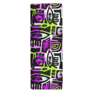 otvee abstract graffiti yoga mat for women non slip ultra thin 1 mm travel yoga mat with carrying bag suede fitness exercise mat for yoga pilates workout routines camping