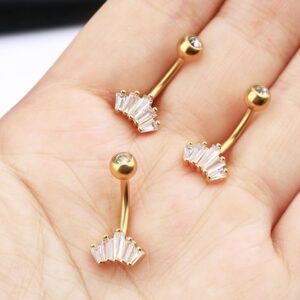 COCHARM 14G Christmas Belly Button Ring Gold Short Bar Belly Button Rings Belly Ring Surgical Steel