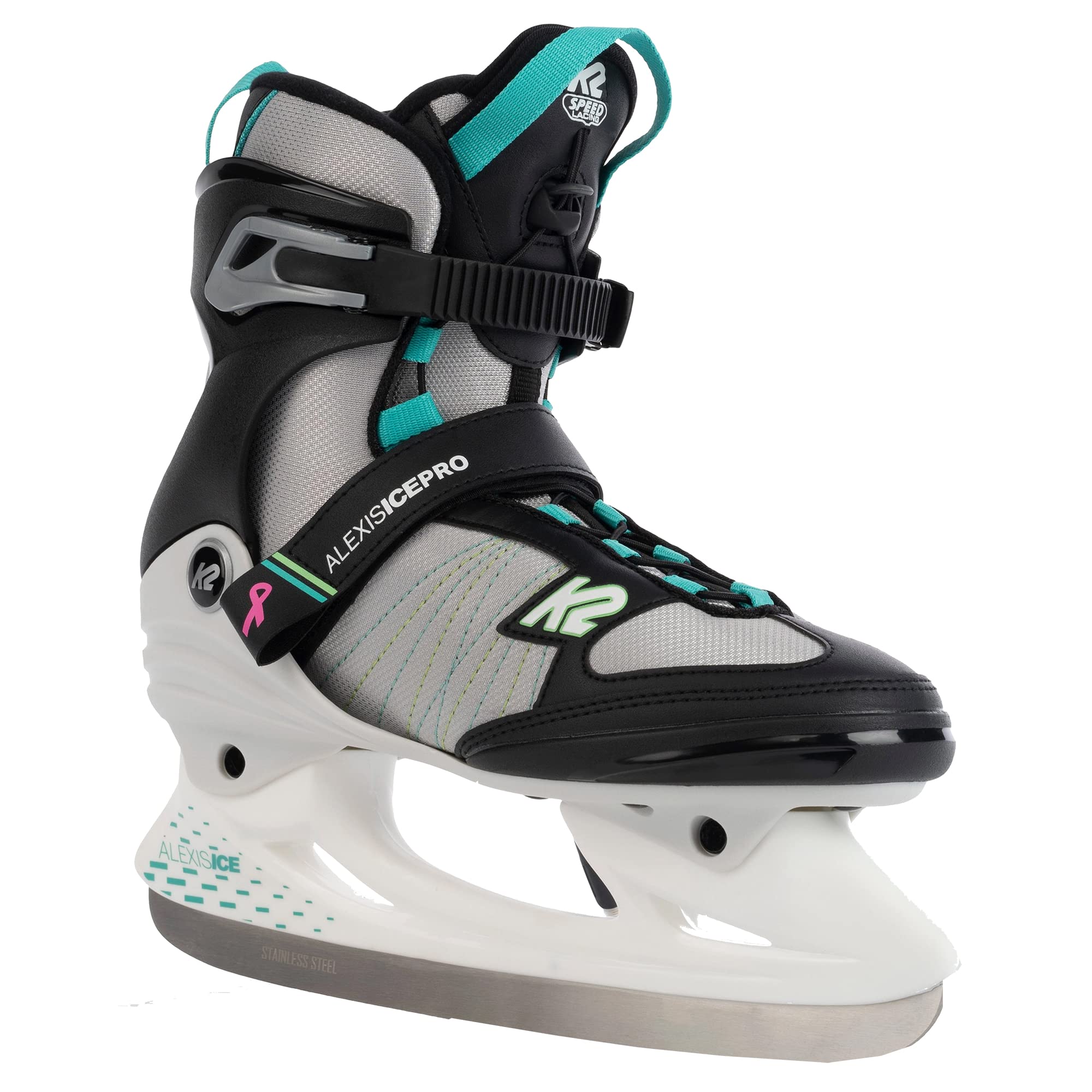 K2 Alexis Ice Pro White Grey Teal Womens Ice Skates - White/Gray/Teal / 7.0