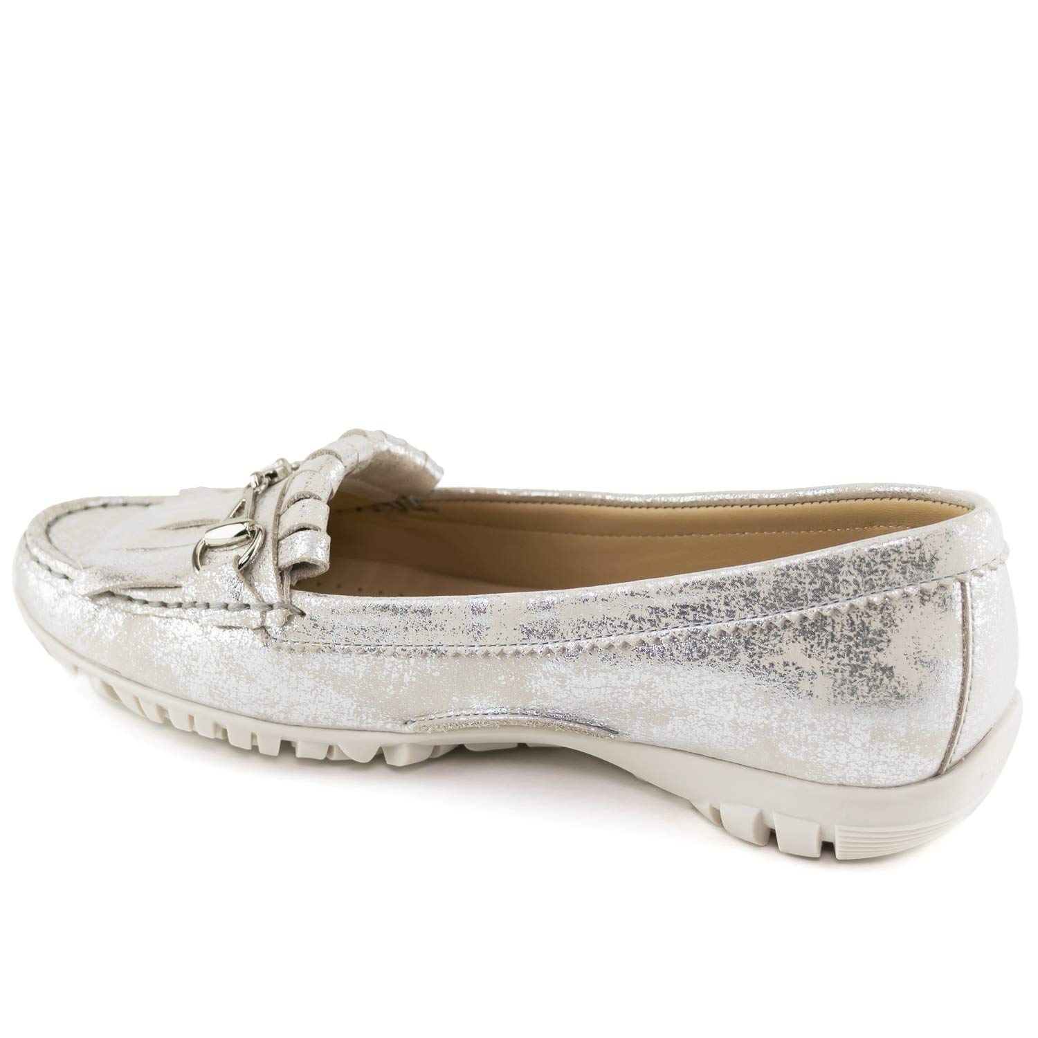 Marc Joseph New York Women's Lexington Golf Loafer Flat, Silver Washed, 11