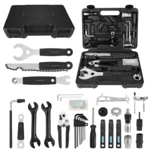 swiss+tech 30 piece bike repair tool kit, bicycle maintenance tool set with storage case, bike accessories for mountain/road/park bike