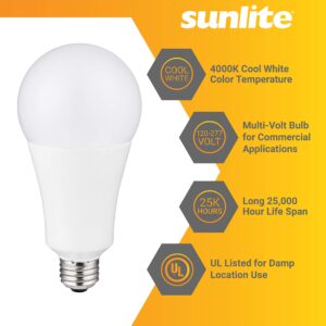 Sunlite 82109 LED A23 Light Bulb, 26 Watts (300w Equivalent), High Output, 4000 Lumens, Medium E26 Base, 120-227 Multi-Volt, Non-Dimmable, UL Listed, 4000K Cool White