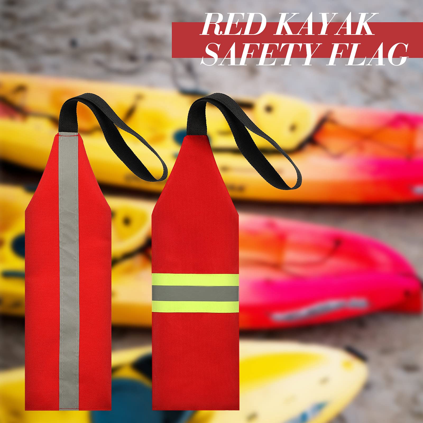 2 Pieces Safety Travel Flag for Kayak Red Canoe Safety Flag with Webbing for Kayak Canoes Towing Warning Flag Safety Accessories Flag Sign Kit Reflective