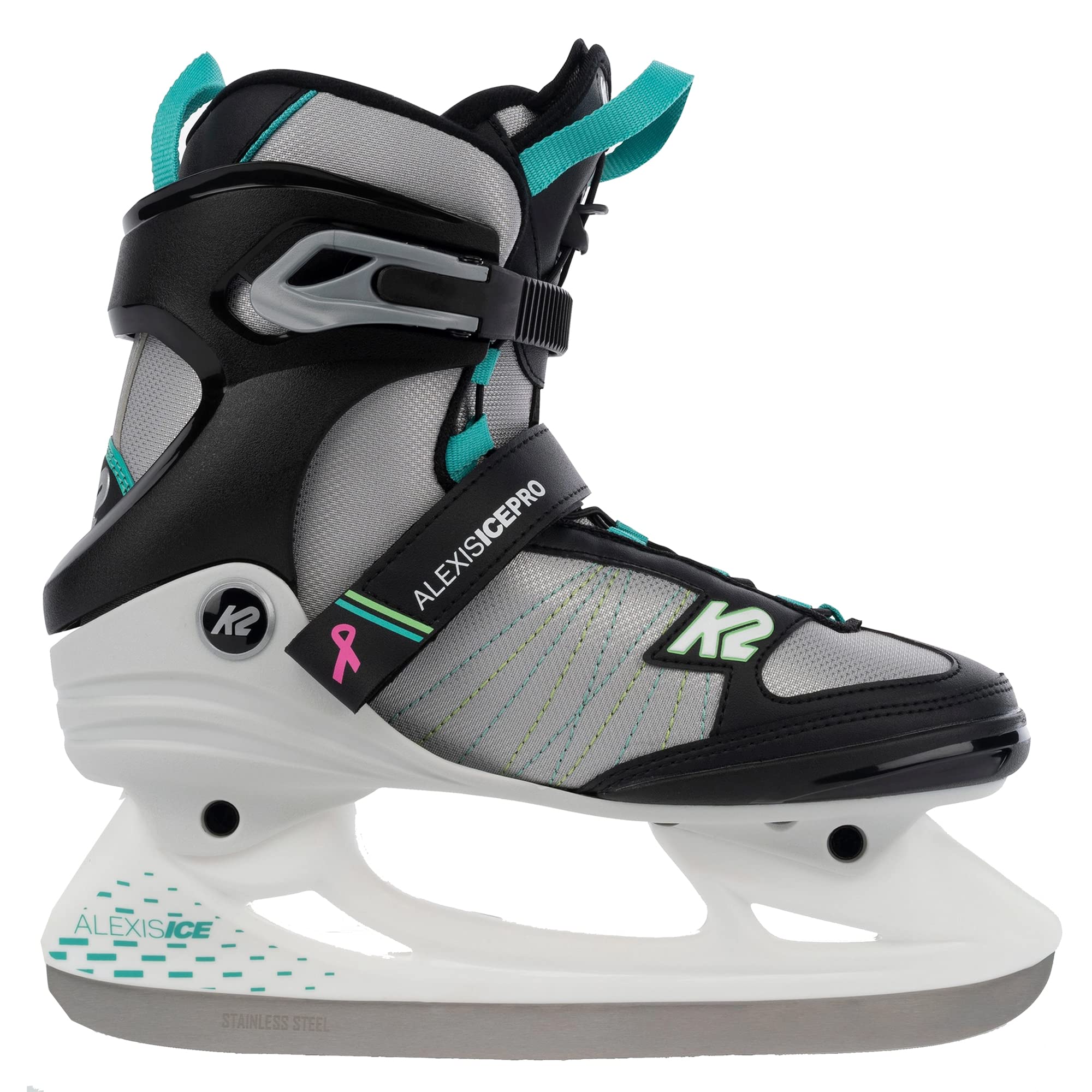 K2 Alexis Ice Pro White Grey Teal Womens Ice Skates - White/Gray/Teal / 7.0