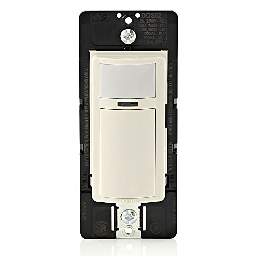 Leviton DOS02-1LT Motion Sensor Light Switch, Motion Activated, Auto-On/Auto-Off, 2A, No Neutral Wire Required, Single Pole, Light Almond