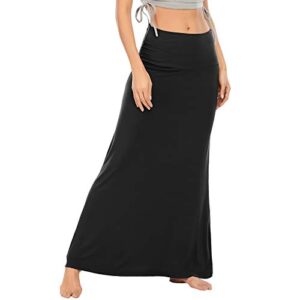 American Trends Womens Maxi Skirts Long Skirt for Women High Waist Maxi Dresses Black Medium