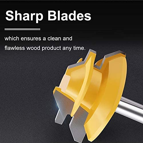 45 Degree Lock Miter Router Bit 1/4 Shank, Newdeli 1/2 Stock Joint Woodworking Router Bit, Suitable for Furniture Oblique Tenon Interface Making (90-Degree Tenon Joint Woodworking)