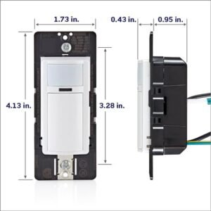 Leviton DOS02-1LT Motion Sensor Light Switch, Motion Activated, Auto-On/Auto-Off, 2A, No Neutral Wire Required, Single Pole, Light Almond