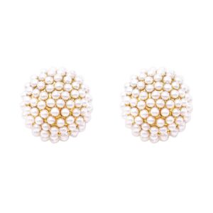 rosemarie & jubalee women's timeless classic simulated pave pearl cluster hypoallergenic stud earrings, 0.35" (gold tone)