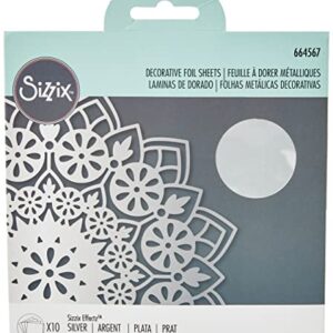 Sizzix Silver Effectz Decorative Foil 664567, Metallic Transfer 6" x 6" 10 Sheets