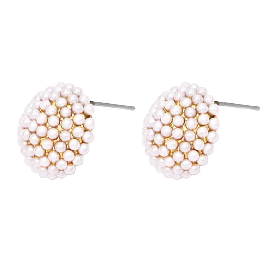 Rosemarie & Jubalee Women's Timeless Classic Simulated Pave Pearl Cluster Hypoallergenic Stud Earrings, 0.35" (Gold Tone)