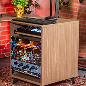 Gator Frameworks Elite Series 10U Studio Rack Desk with Slide-Out Tray and Rear Cable Passthrough; Dark Walnut Finish (GFW-ELITEDESKRK-BRN)