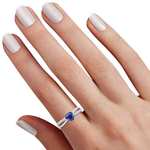 AFFY 1 1/4 Carat Simulated Tanzanite & White Sapphire Infinity Ring Jewelry Gift for Women in 14k White Gold Plated Brass (White Color, Clarity, VVS1-VVS2, 1.25 Cttw) - 10