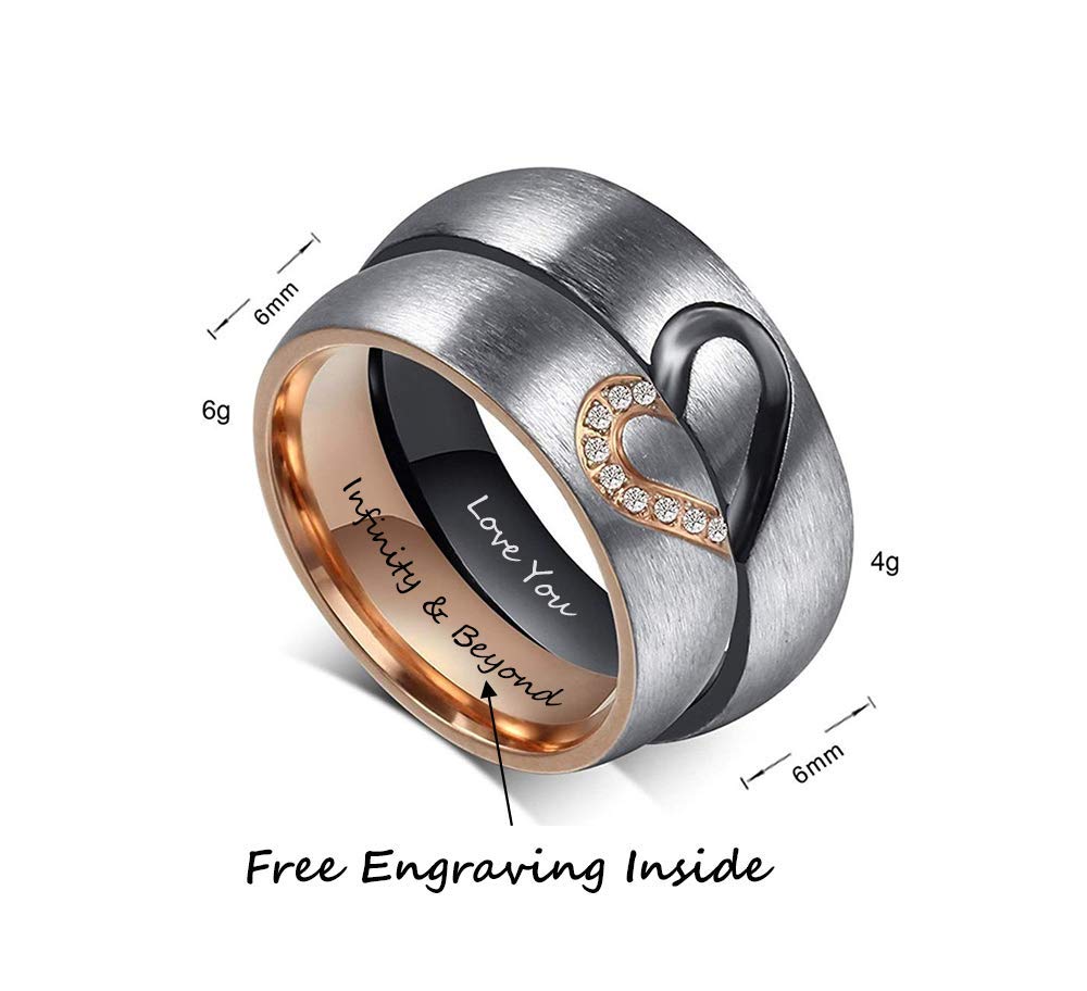 Personalized Promise Rings For Couples Matching Rings For Him And Her Custom Stainless Steel Couple Rings Set Engagement Ring 2 PCS