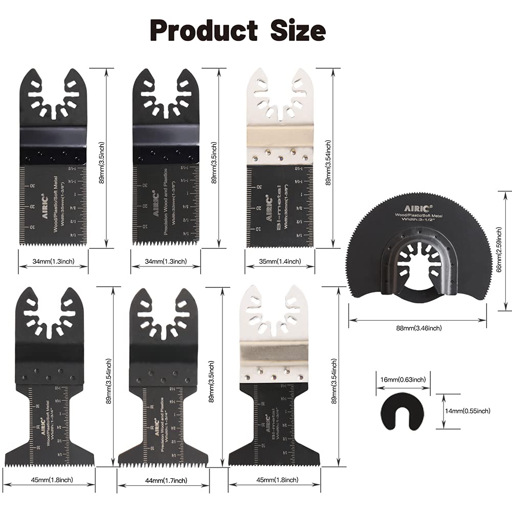 AIRIC 25 pcs Oscillating Tool Blades Kit for Wood Metal Plastic, Universal Multitool Saw Blades Quick Release, Compatible with Dewalt Bosch Dremel Rockwell, etc Brands' Tools