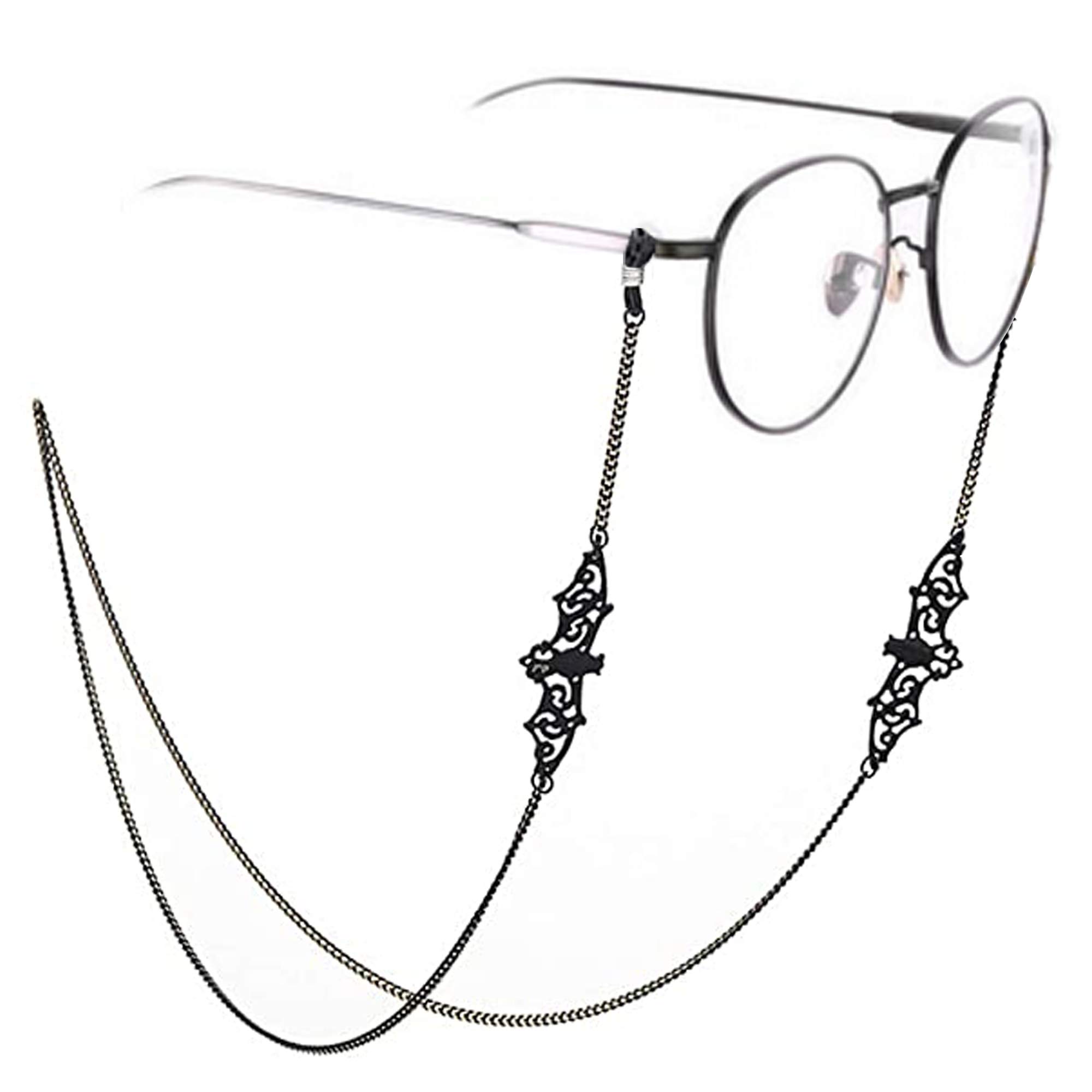 monochef Women Men Glasses Chains Sunglass Eyeglass Necklace Eyewear Reading Glasses Retainer Strap Holder lanyards Black Bat