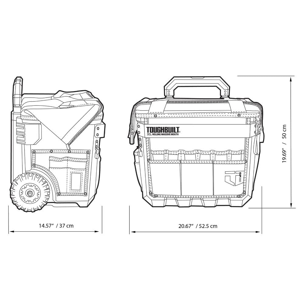 ToughBuilt - Rolling Massive Mouth Bag - XL 18” Tool Bag - Pro Grade Quality Construction - (TB-CT-61-18)