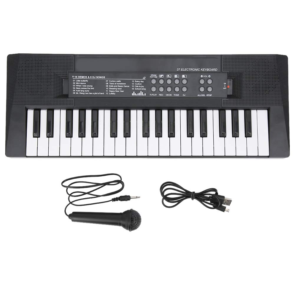 37 Key Electric Keyboard Piano Electronic Digital Piano Educational Musical Instrument with Microphone Recording Function Portable Piano Keyboard Teaching for Beginners Boys and Girls