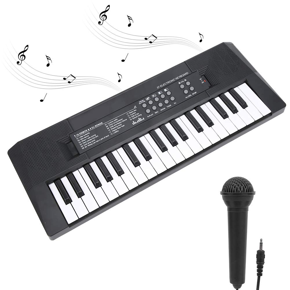 37 Key Electric Keyboard Piano Electronic Digital Piano Educational Musical Instrument with Microphone Recording Function Portable Piano Keyboard Teaching for Beginners Boys and Girls