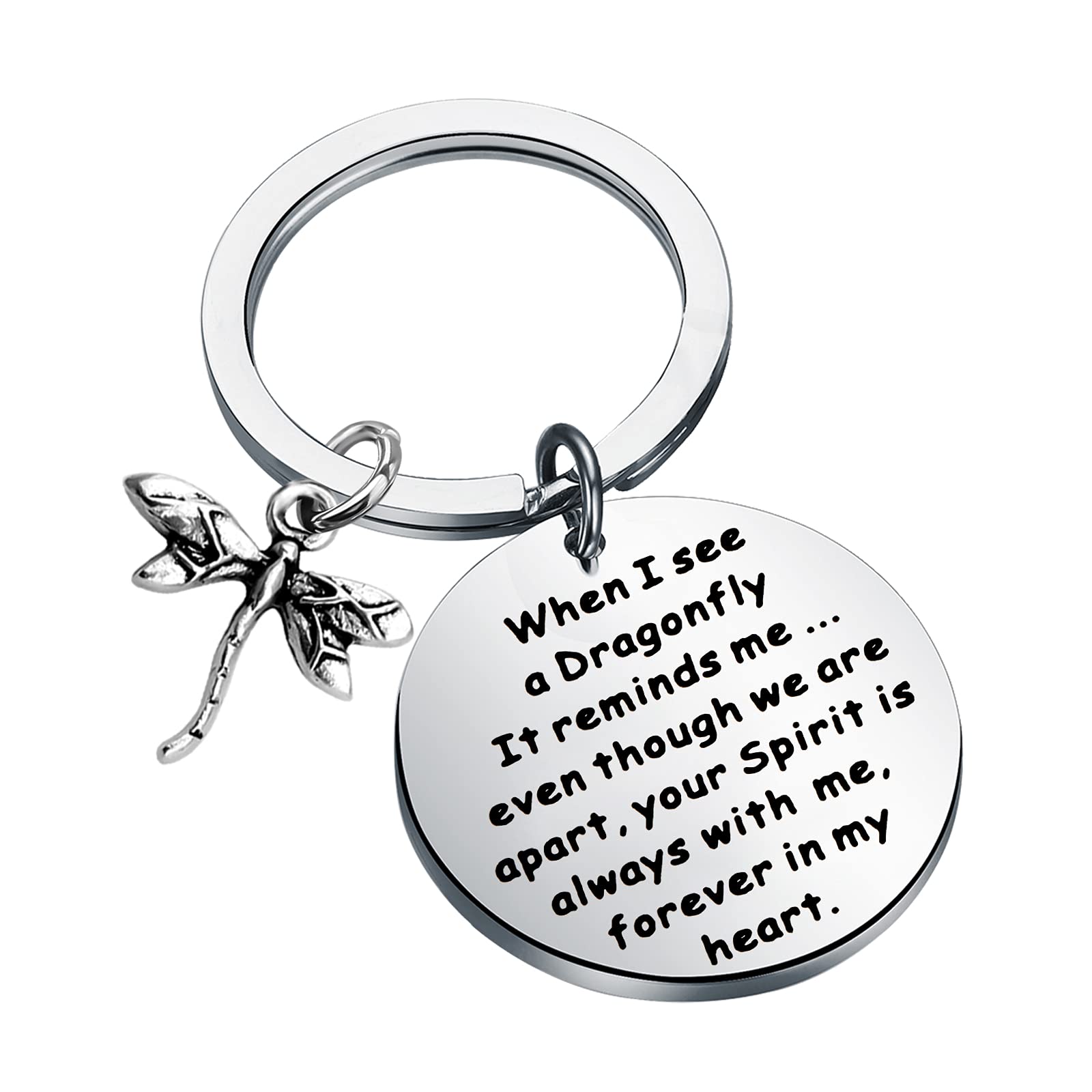 PENQI Dragonfly Jewelry Dragonfly Memorial Gift When I See a Dragonfly It Reminds Me Your Spirit Is Always With Me Keychain Loss of Loved One Gift (Dragonfly Keychain)