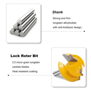 45 Degree Lock Miter Router Bit 1/4 Shank, Newdeli 1/2 Stock Joint Woodworking Router Bit, Suitable for Furniture Oblique Tenon Interface Making (90-Degree Tenon Joint Woodworking)