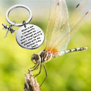 PENQI Dragonfly Jewelry Dragonfly Memorial Gift When I See a Dragonfly It Reminds Me Your Spirit Is Always With Me Keychain Loss of Loved One Gift (Dragonfly Keychain)