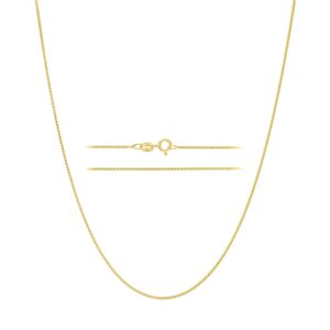 kisper italian 18k gold plated 925 sterling silver diamond cut box link chain necklace – for women & men with spring ring clasp – made in italy, 20"