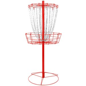 remix double chain practice basket for disc golf - red