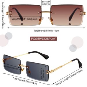 Weewooday 8 Pairs Vintage Rimless Rectangle Sunglasses Tinted Lens Gold Metal Frameless Eyewear Sunglasses for Women Men