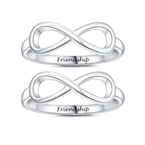 ebat couple matching ring, best friend ring, 2 women's best friends promise she and her partner personalized engraving, custom name, sterling silver