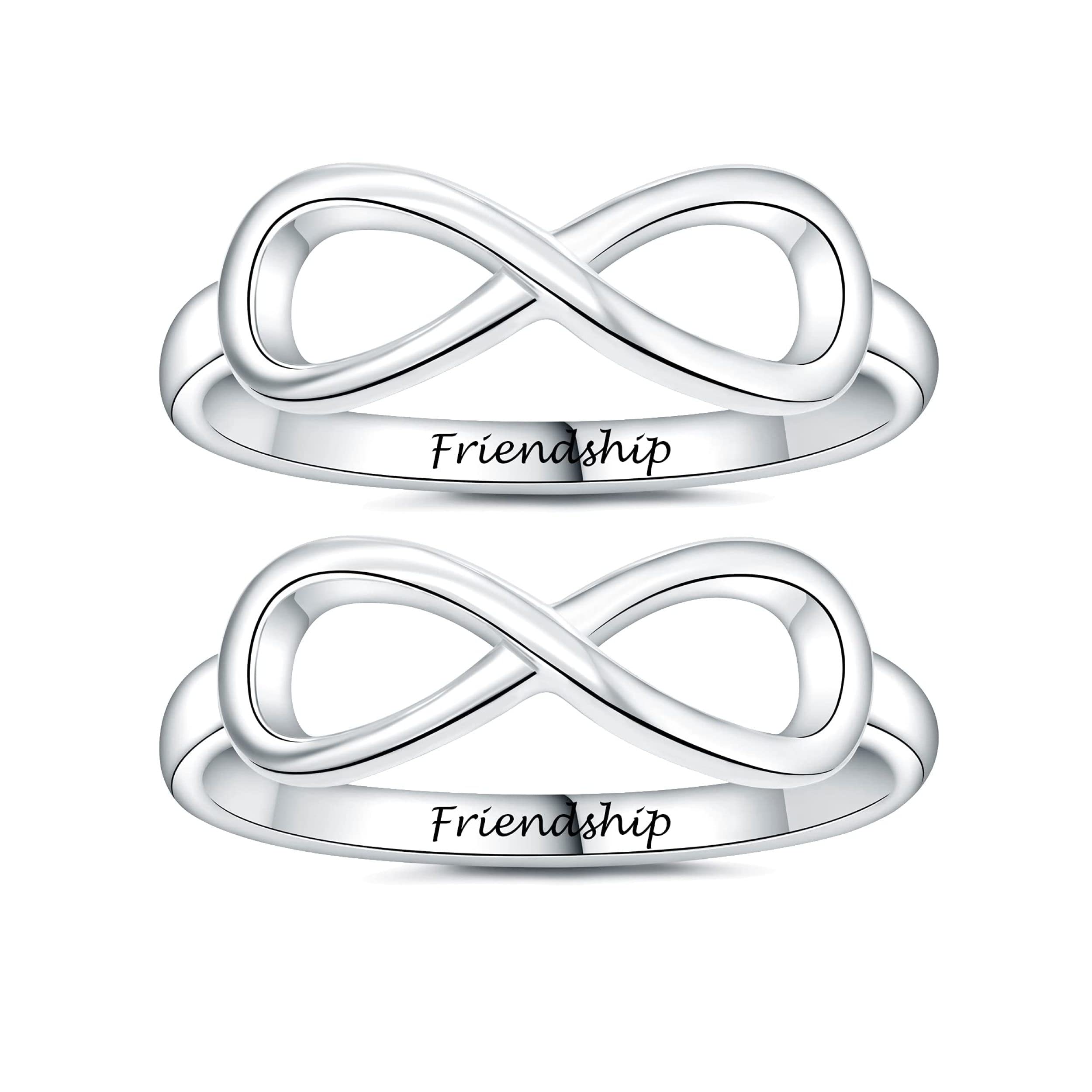 EBAT Couple Matching Ring, Best Friend Ring, 2 Women's Best Friends Promise She and Her Partner Personalized Engraving, Custom Name, Sterling Silver