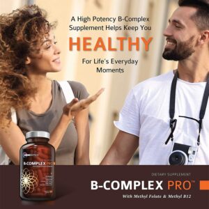 Vitamin B Complex PRO - High Potency B Complex Supplement with Methyl B12, Methyl Folate, and Complete B complex (B1, B2, B3, B5, B6, B7, B8, B9, B12) - Vitamin B Complex capsules - 90 Vegan Capsules