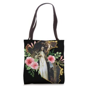 st. rose of lima catholic saint outline of peru tote bag