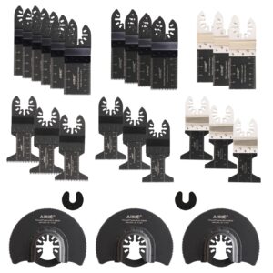 airic 25 pcs oscillating tool blades kit for wood metal plastic, universal multitool saw blades quick release, compatible with dewalt bosch dremel rockwell, etc brands' tools