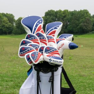 SAPLIZR Golf Club Head Covers Fits Driver, Premium PU Leather Golf Headcovers for Clubs Protector, Embroidered Stars and Strips Flag Design