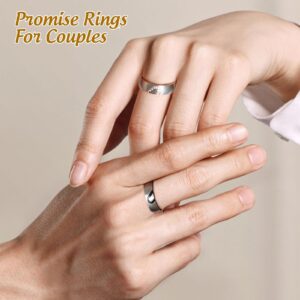 Personalized Promise Rings For Couples Matching Rings For Him And Her Custom Stainless Steel Couple Rings Set Engagement Ring 2 PCS