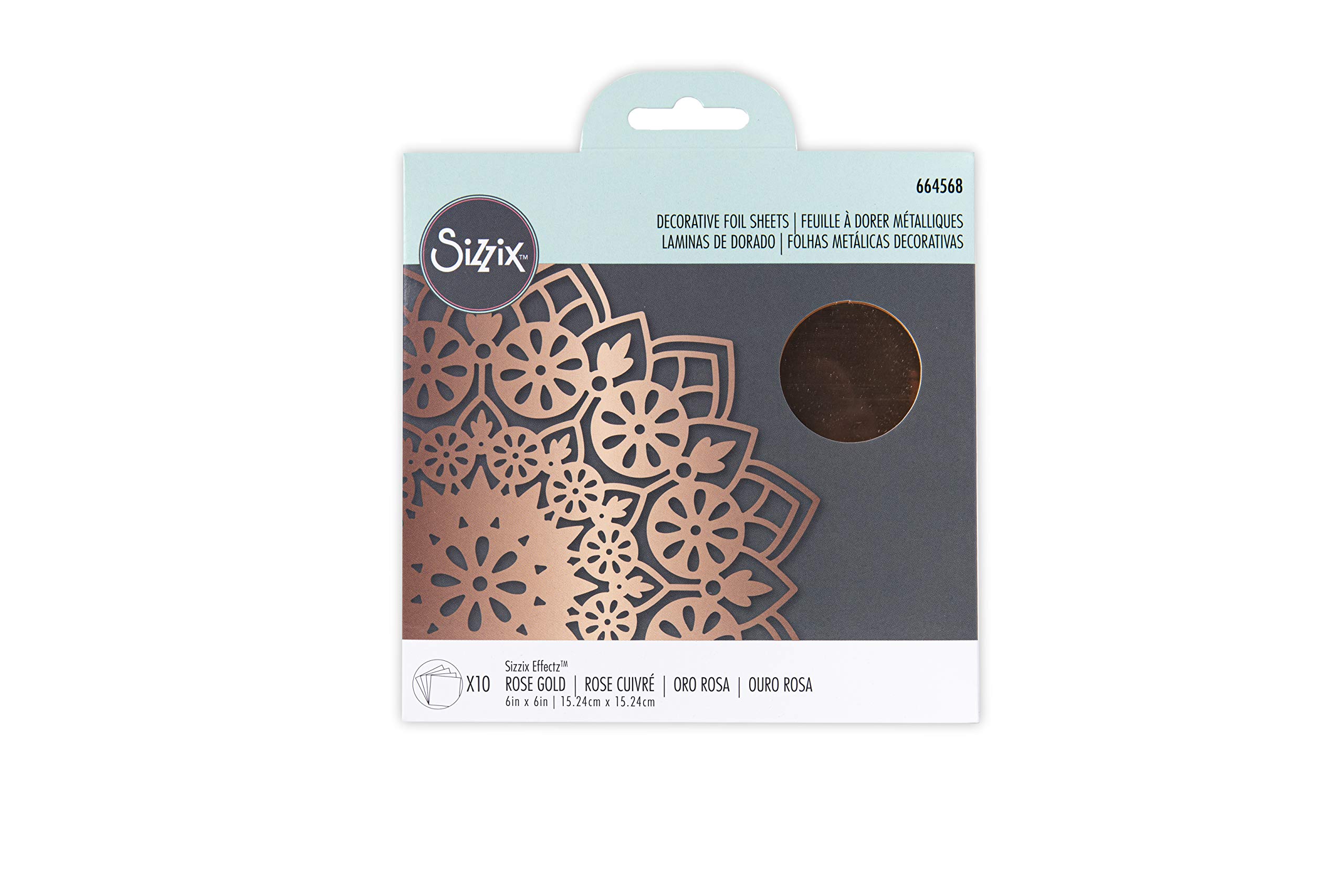 Sizzix Rose Gold Effectz Decorative Foil 664568, Metallic Transfer 6" x 6" 10 Sheets