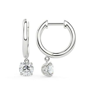 1/2 carat lab grown diamond huggie hoop earrings for women i 14k white gold earrings (g-h, vs1-vs2, 0.50 cttw) dangling drop earrings i brilliant cut diamond hoops by carbon atelier