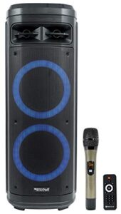 rockville go party zr10 dual 10" portable wireless led bluetooth speaker+uhf mic