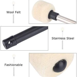 Jiayouy A Pair of Bass Drum Mallets Timpani Mallet Felt Mallets Sticks with Stainless Steel Handle Percussion Marching Band Accessory Length 320cm/12.6Inch